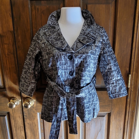 Ruby Rd. | Jackets & Coats | Ruby Rd Sz P Black And Silver Belted ...